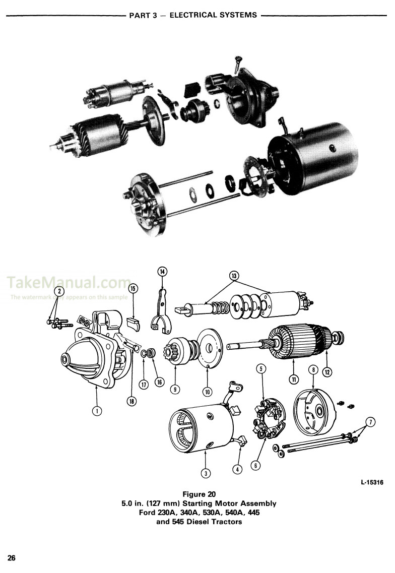 Ford 230A 340A 445 530A 540A 545 Service Manual for Tractors