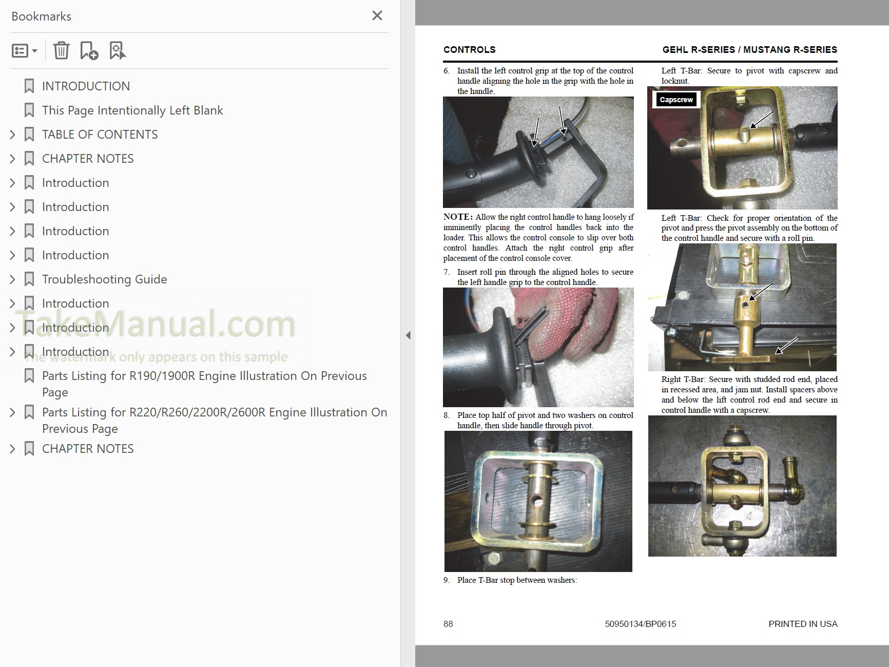 Gehl R190 R220 R260 Mustang 1900R 2200R 2600R Service Manual Skid Steer ...