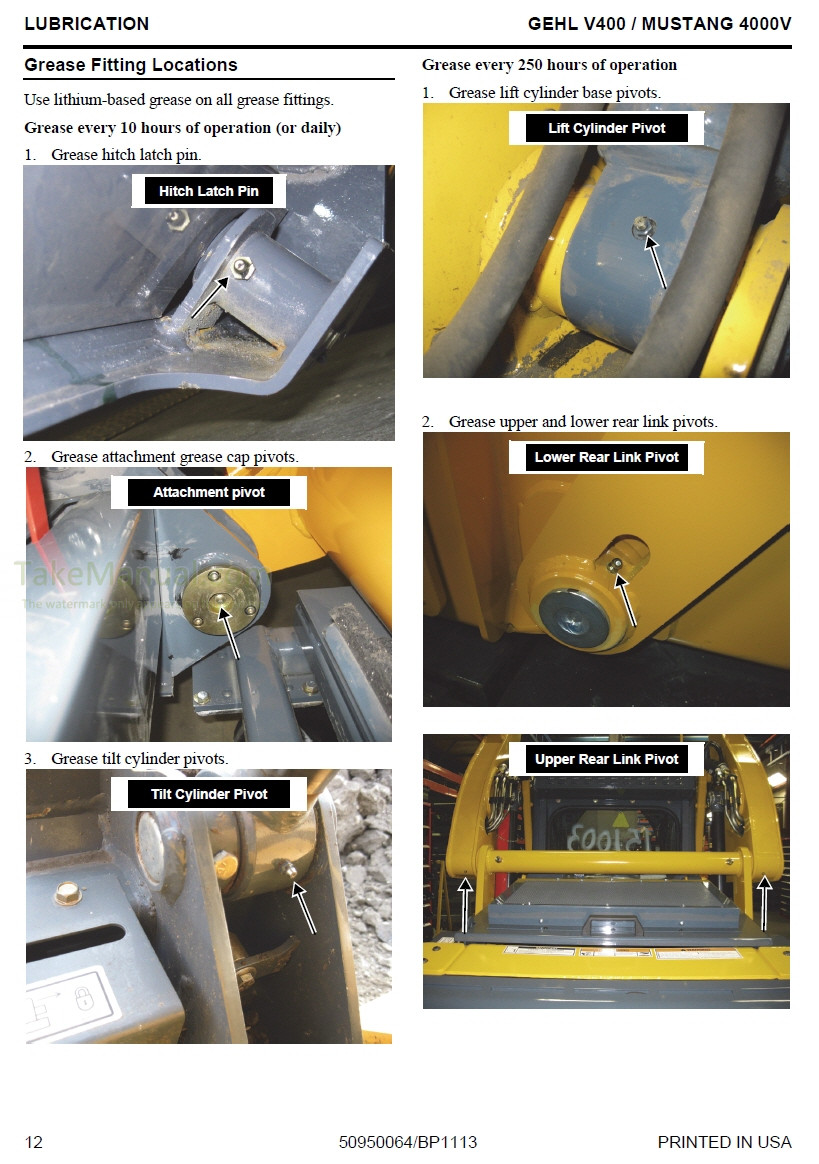 Gehl V400 Mustang 4000V Service Manual Skid Steer Loader 50950064 PDF