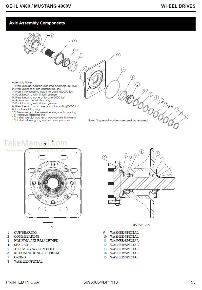 Gehl V400 Mustang 4000V Service Manual Skid Steer Loader 50950064 PDF