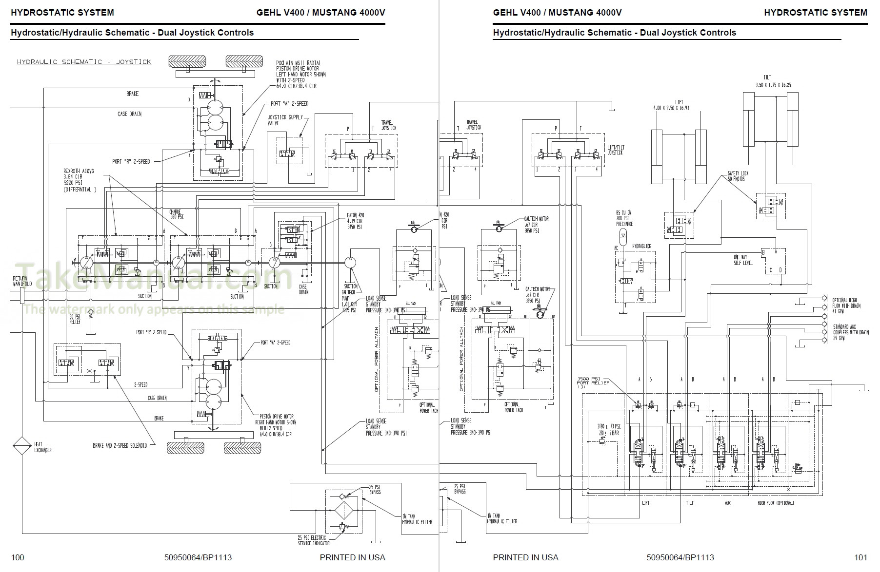 Gehl V400 Mustang 4000V Service Manual Skid Steer Loader 50950064 PDF