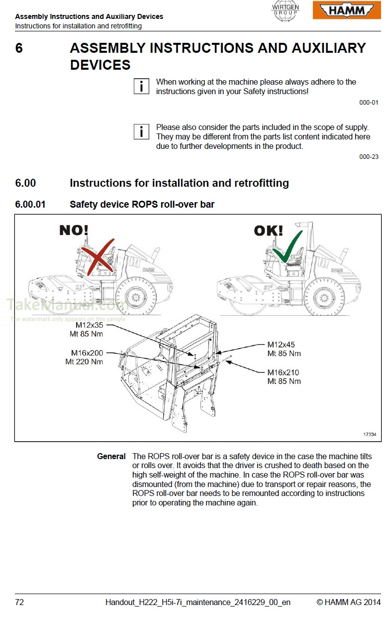Hamm H51 H5IP H7I H7IP H7IVIO Training Maintenance Manual Compactor PDF