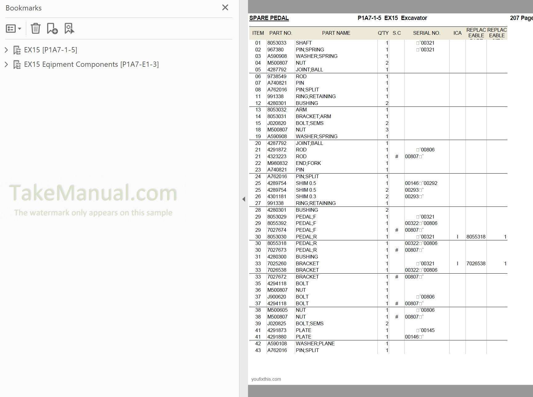 Hitachi EX15 Parts Catalog Excavator PDF