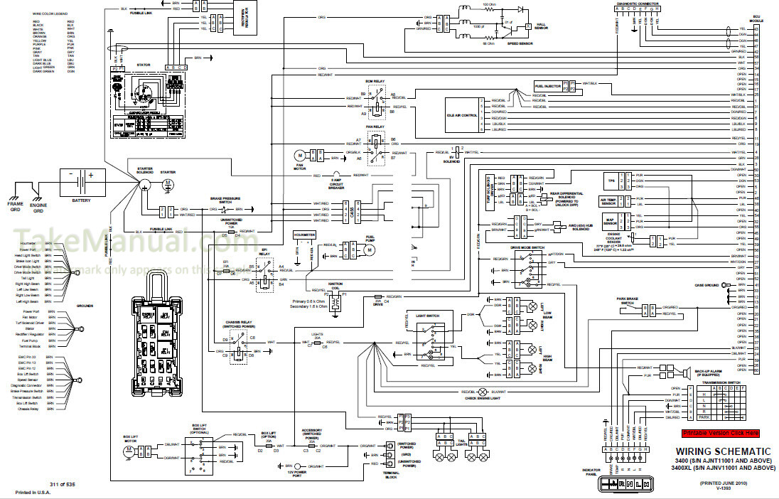 Bobcat 3400 3400XL Service Manual Utility Vehicle AJNT11001- AJNV11001 ...