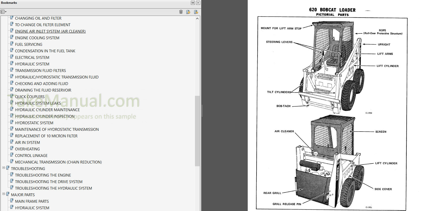 Bobcat 620 Operation & Maintenance Manual Skid Steer Loader ...