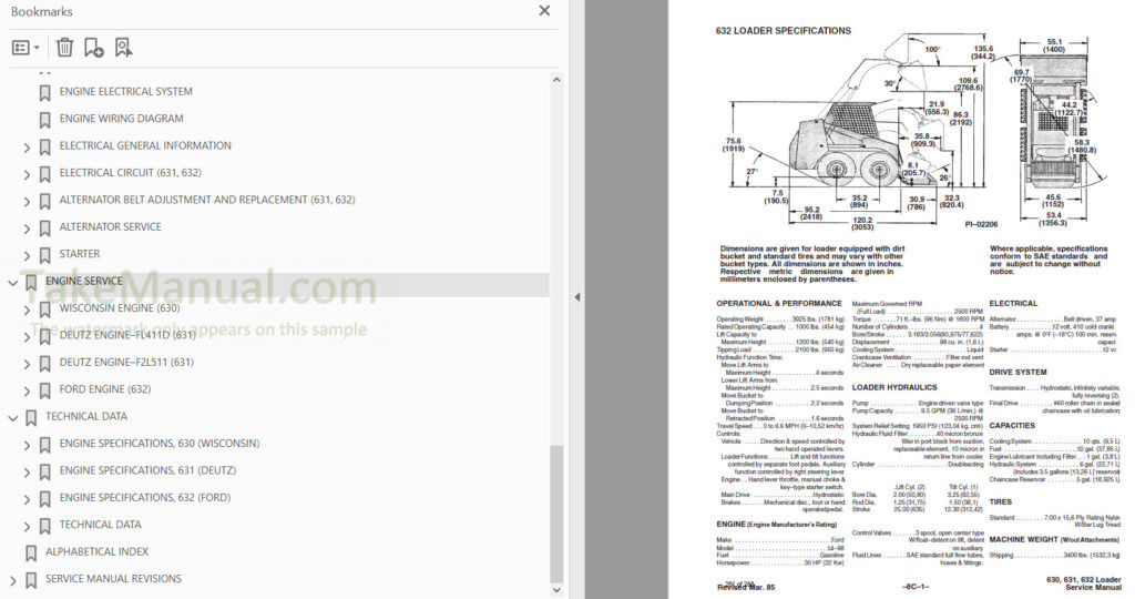 Bobcat 630 631 632 Service Manual Skid Steer Loader – TakeManual.com