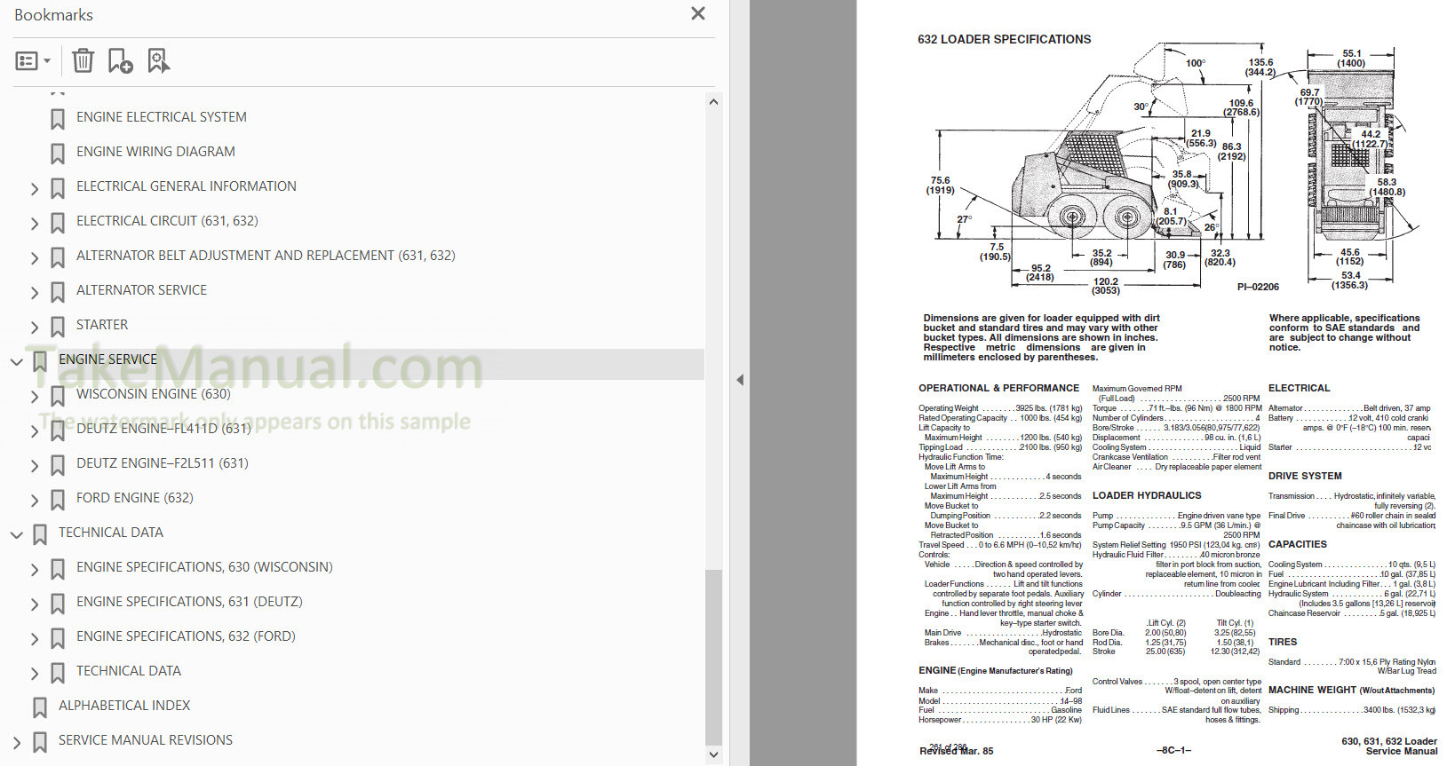 Bobcat 630 631 632 Service Manual Skid Steer Loader – TakeManual.com
