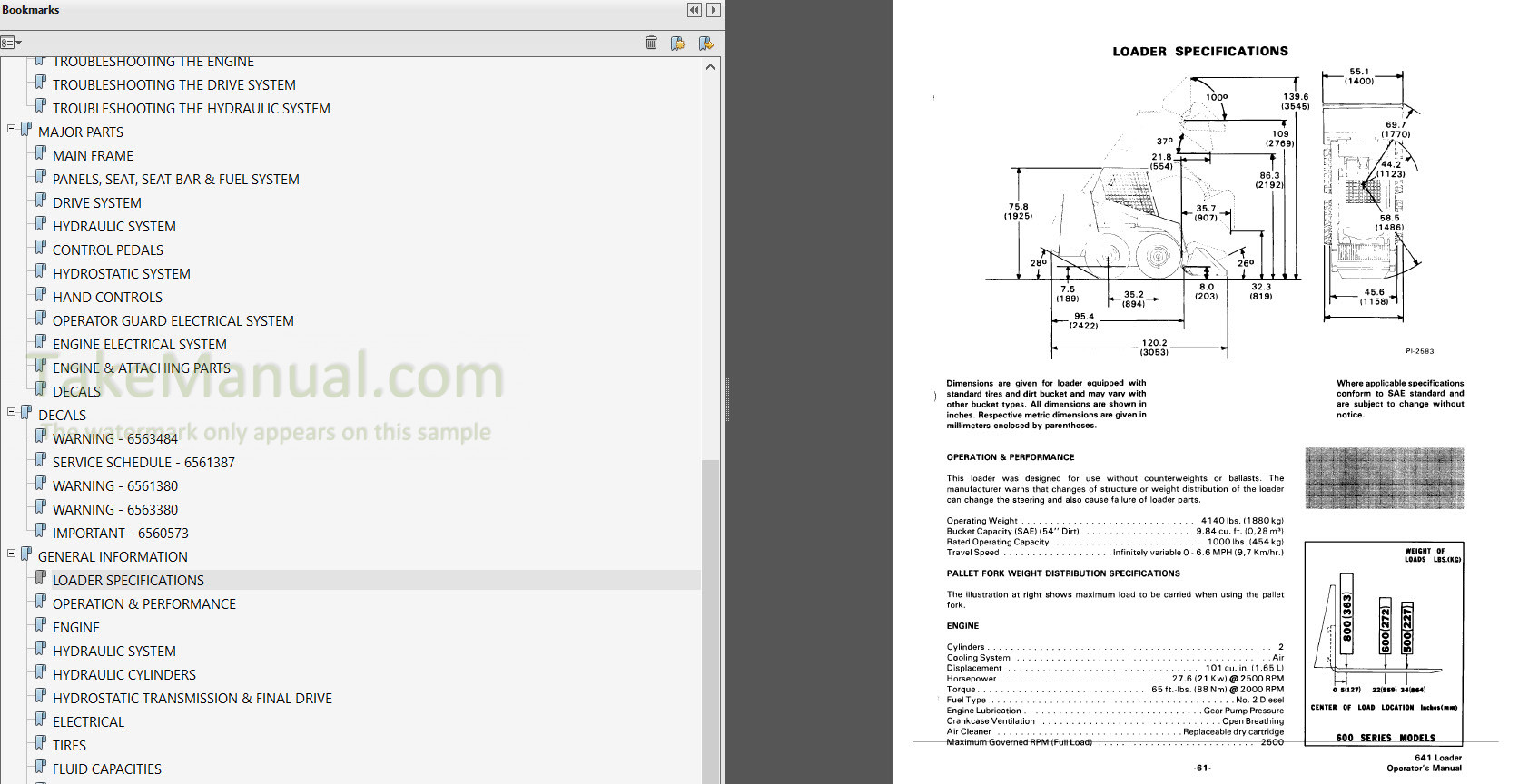 Bobcat 641 Operators Manual Skid Steer Loader – TakeManual.com