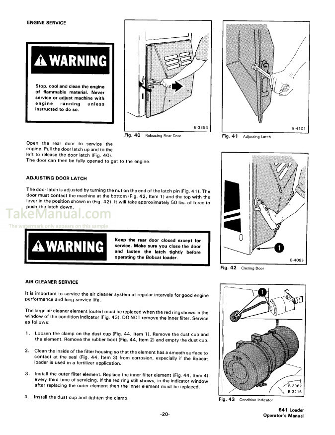 Bobcat 641 Operators Manual Skid Steer Loader 13001- – TakeManual.com