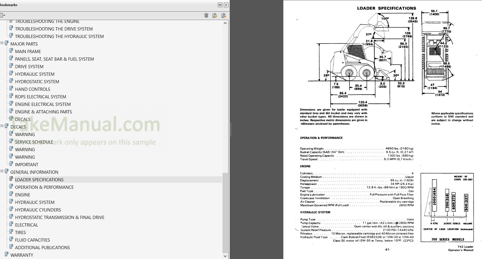 Bobcat 742 Operation & Maintenance Manual Skid Steer Loader ...