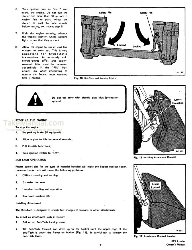 Bobcat 825 Operation & Maintenance Manual Skid Steer Loader 495813999 ...