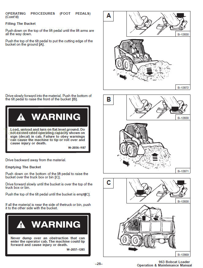 Bobcat 963 Operation & Maintenance Manual Skid Steer Loader ...