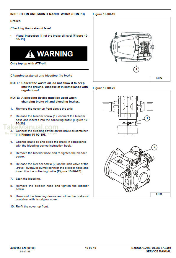 Bobcat AL275 AL350 AL440 Service Manual Articulated Loader ADBH11001 ...
