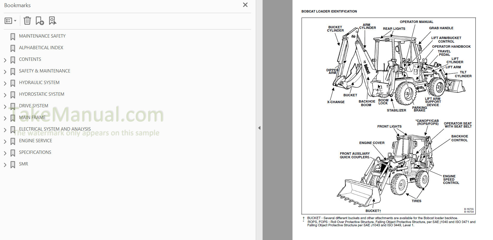 Bobcat B200 Service Manual Loader Backhoe 570211001- – TakeManual.com