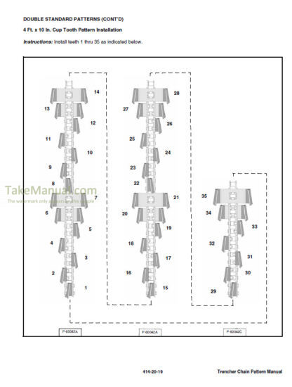 Bobcat LT112 MX112 LT113 LT213 LT313 LT414 Trencher Chain Pattern ...