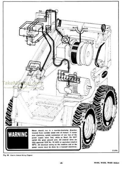 Bobcat M444 M500 M600 Operation & Maintenance Manual Skid Steer Loader ...