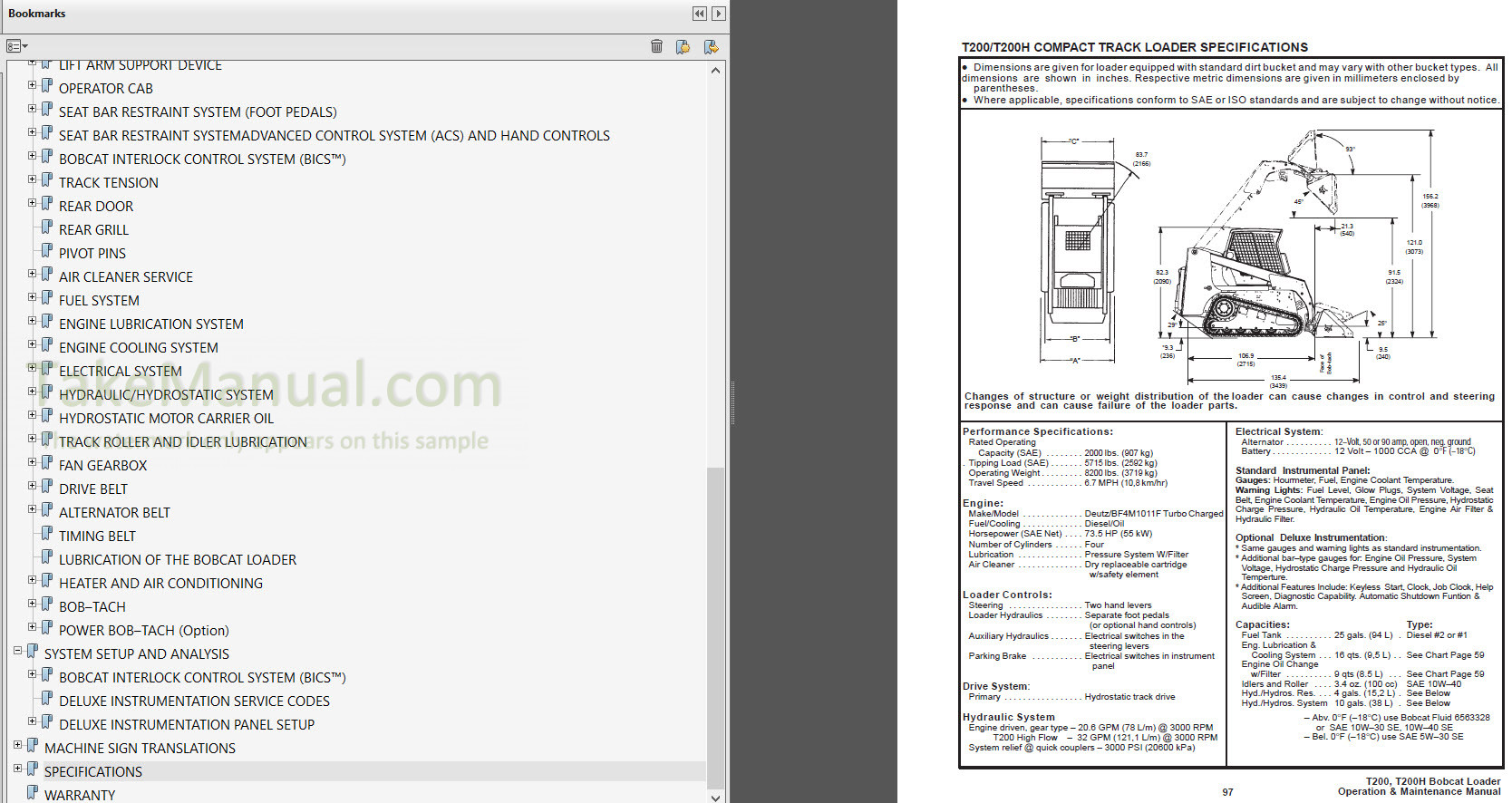 Bobcat T200 Turbo T200 Turbo High Flow Operation & Maintenance Manual ...