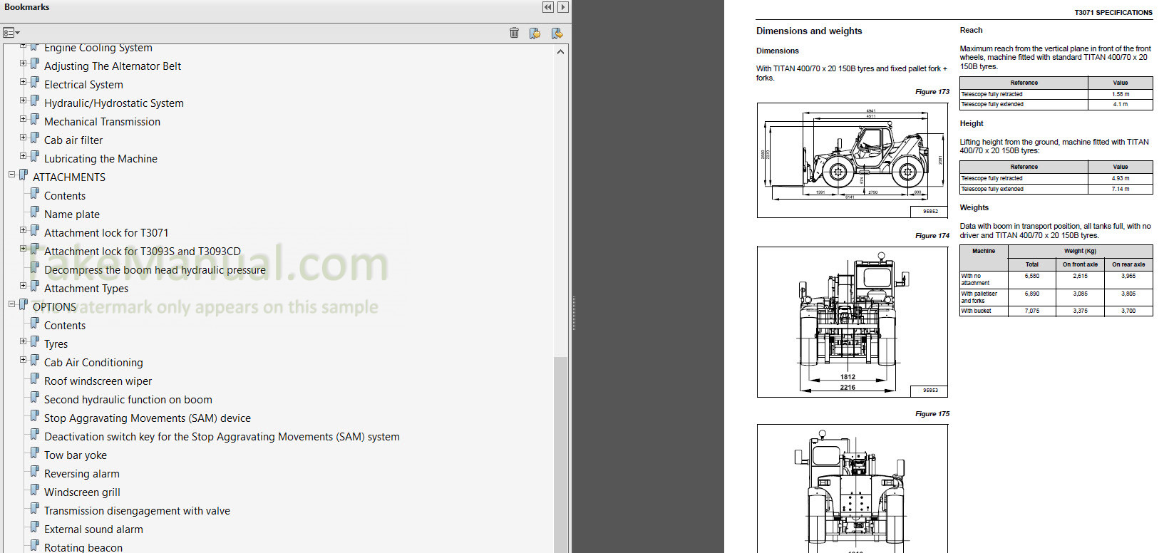 Bobcat T3071 T3093S T3093CD Operation & Maintenance Manual Telescopic ...