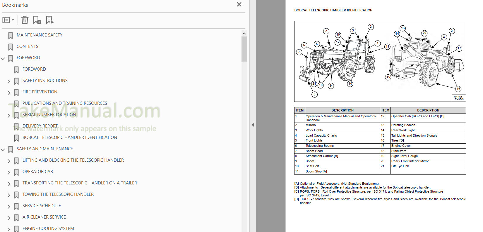 Bobcat T41.140SLPA T41.140SLPB T40.180SLPA T40.180SLPB Service Manual Telescopic Handler ...
