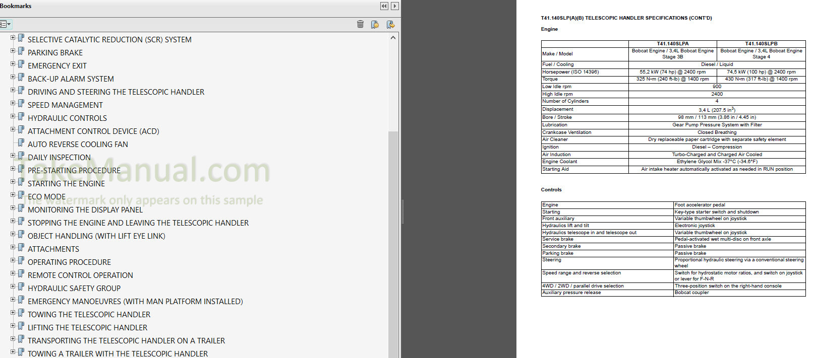 Bobcat T41.140SLPA T41.140SLPB T40.180SLPA T40.180SLPB Operation And Maintenance Manual ...