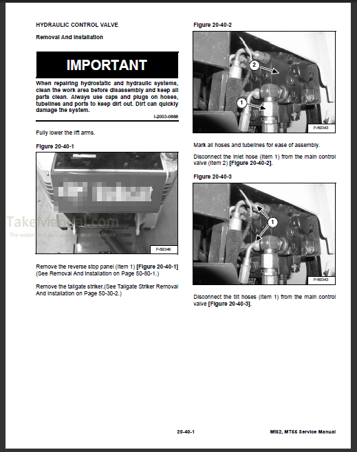 Bobcat MT52 MT55 Service Repair Manual Mini Track Loader 528711001 ...