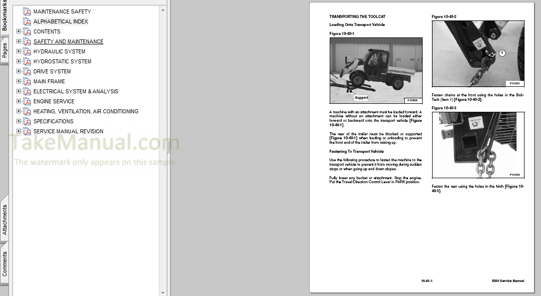 Bobcat Toolcat 5600 Service Manual Utility Work Machine 424711001 ...