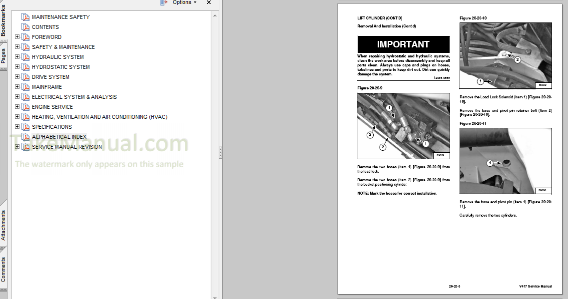 Bobcat V417 Service Manual VersaHANDLER AC1C11001- AC1D11001 ...