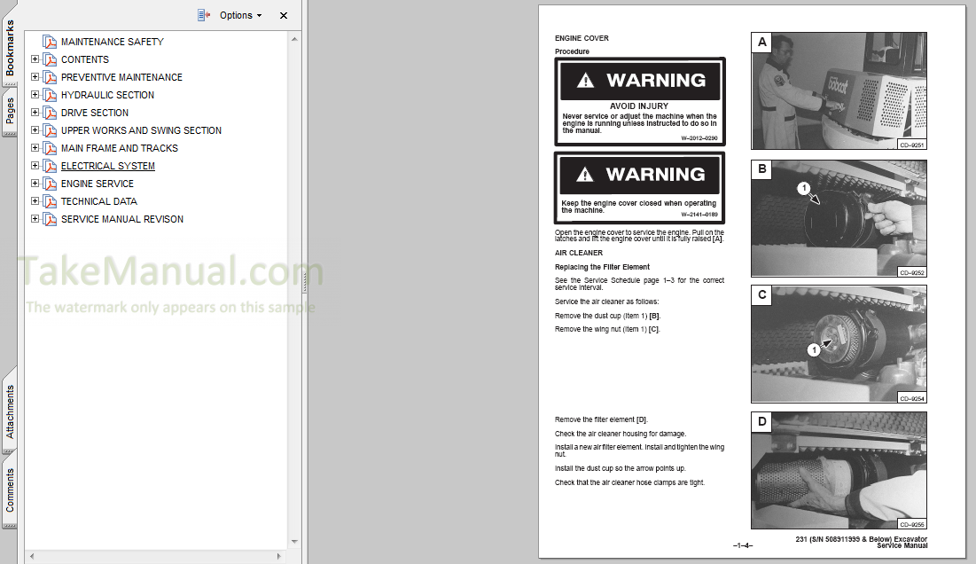 Bobcat X231 Service Repair Manual Excavator -508911999 – TakeManual.com