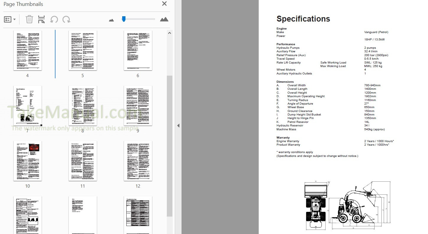 Dingo K9-2 Handyman Operation And Maintenance Manual Mini Loader ...