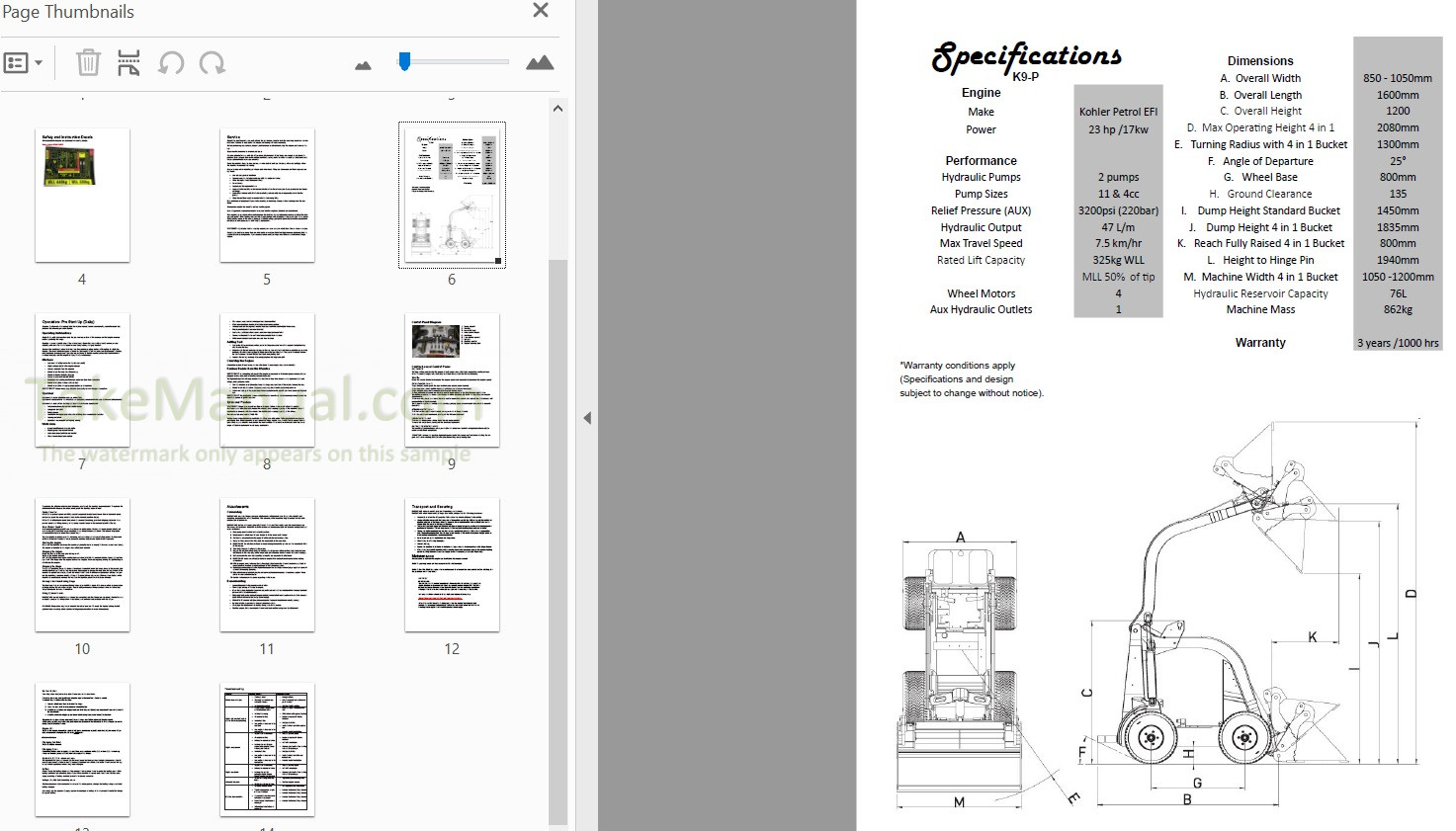 Dingo K9-P Operation And Maintenance Manual Mini Loader – TakeManual.com