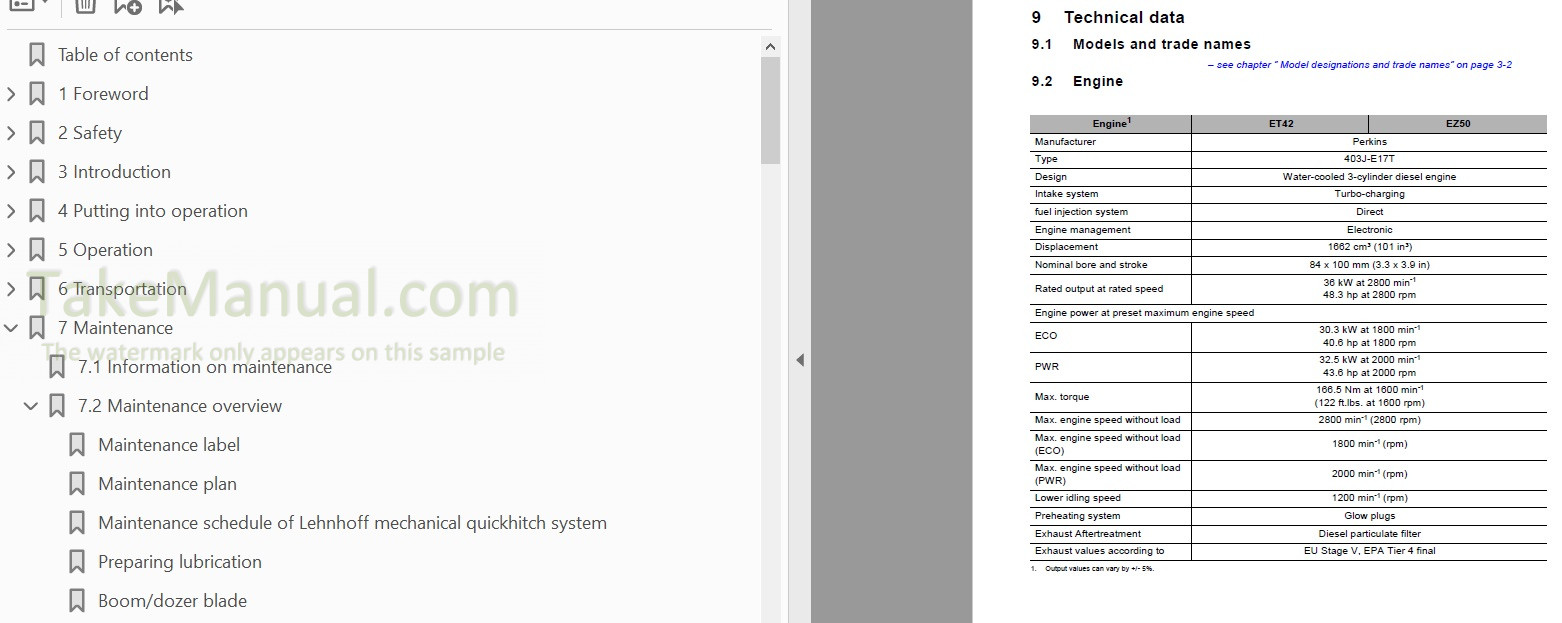 Wacker-Neuson ET42 EZ50 Operators Manual Tracked Excavator – TakeManual.com