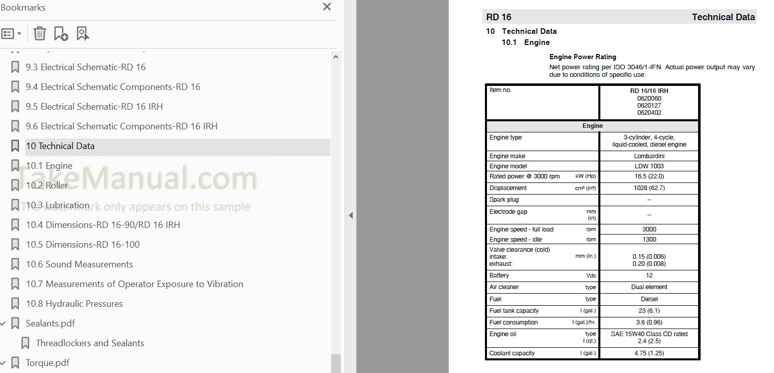 Wacker-Neuson RD16 RD16IRH Repair Manual Roller – TakeManual.com