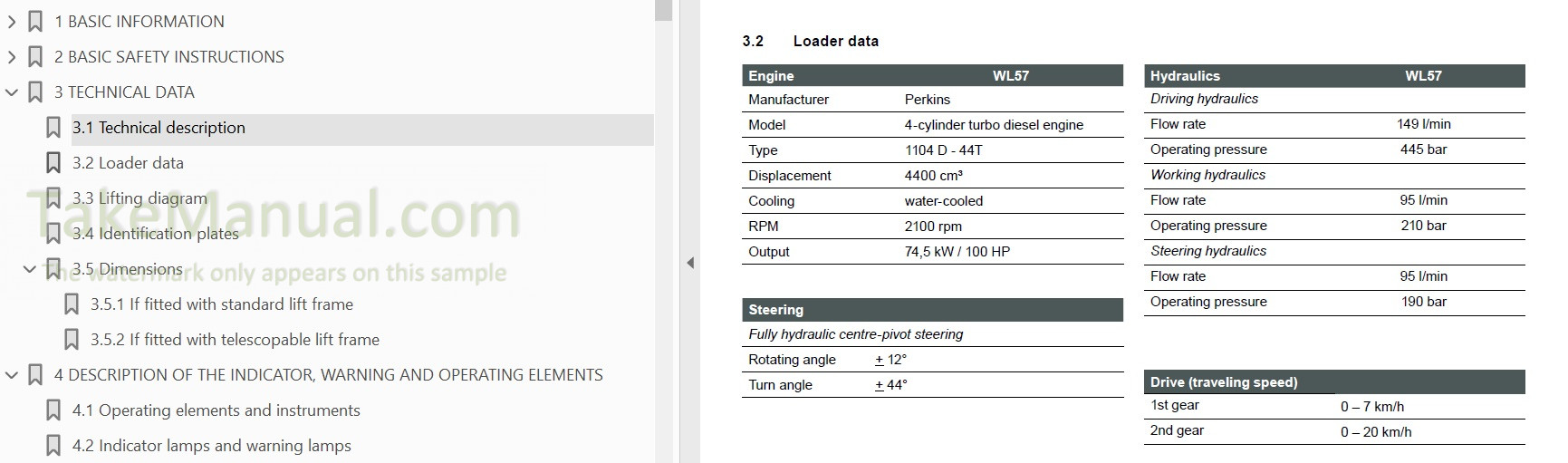 Wacker-Neuson WL57 Operating Manual Wheel Loader – TakeManual.com