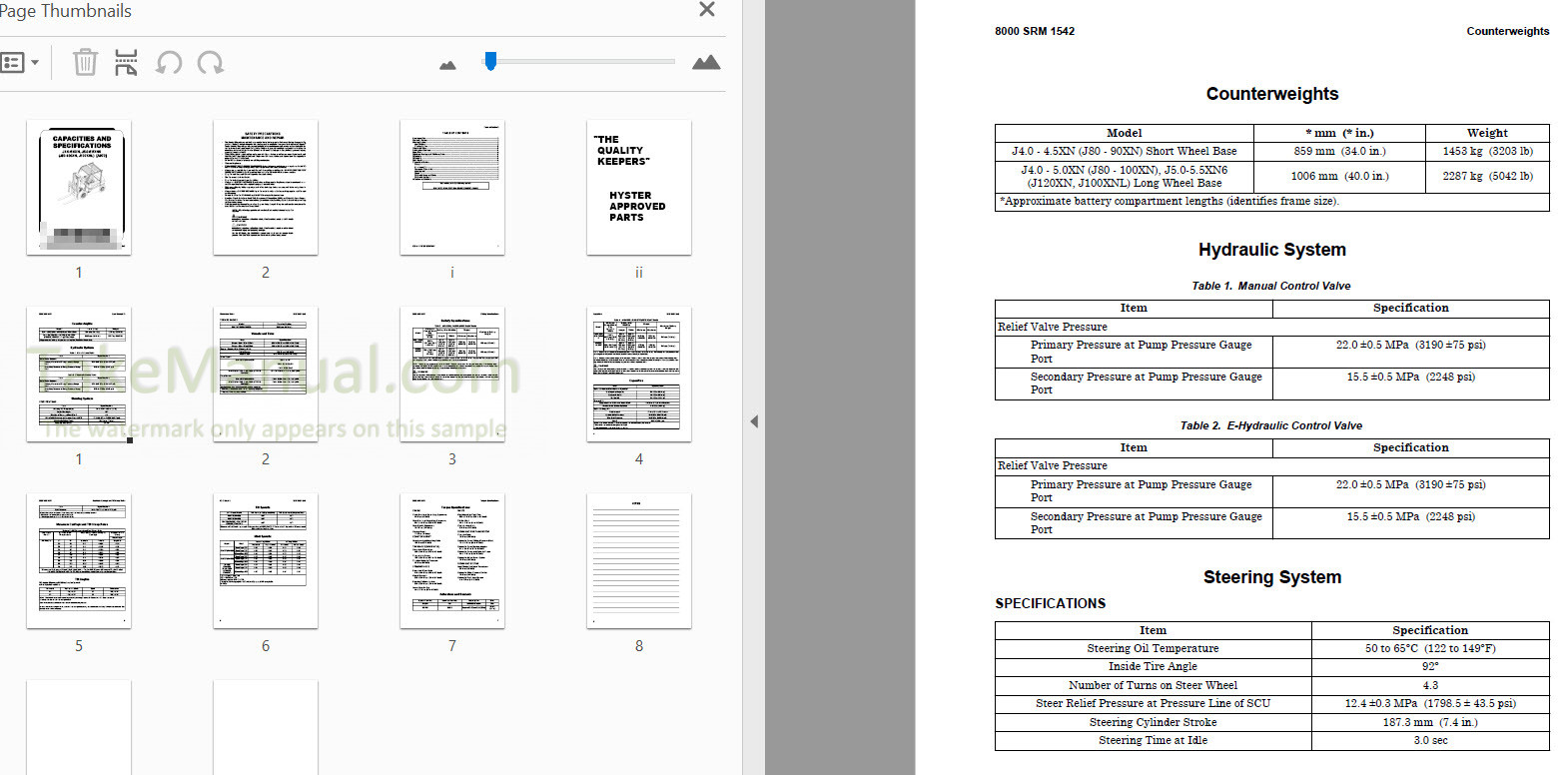 Hyster J80XN J90XN J100XN J120XN J100XNL A970 Repair Manual Forklift Truck – TakeManual.com