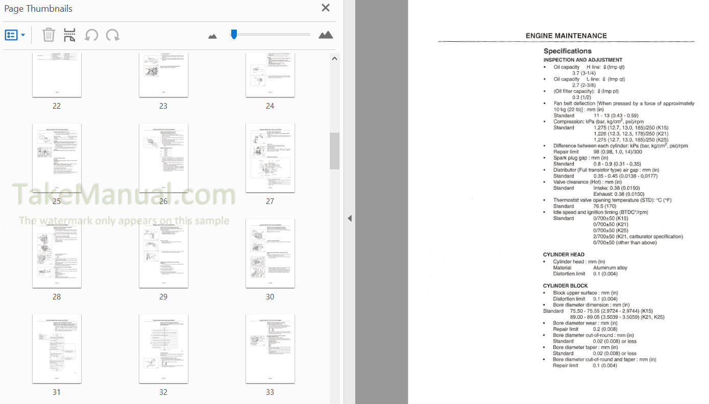 Nissan K21 K25 Series Service Manual And Technical Bulletin Engine 76000366 – TakeManual.com