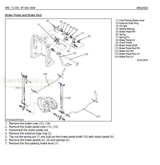 Kubota M59 TL1350 BT1200 Workshop Manual Tractor Front Loader Backhoe ...