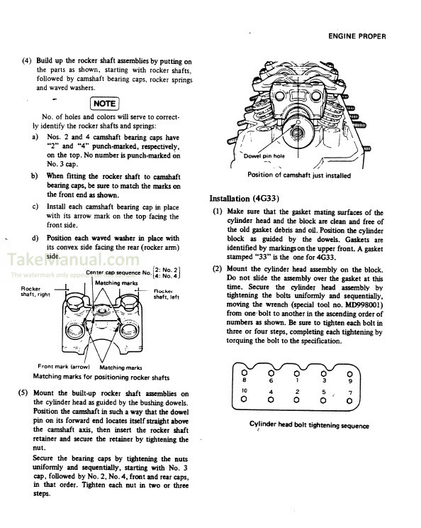 Mitsubishi 4G33 4G52 4G54 Service Manual Engine 99719-41111