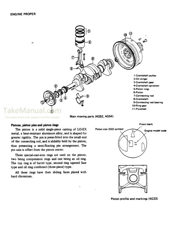 Mitsubishi 4G33 4G52 4G54 Service Manual Engine 99719-41111 ...