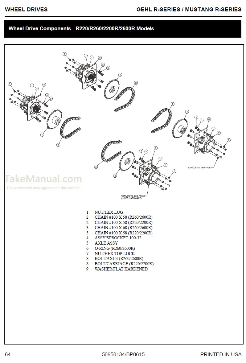 Gehl R190 R220 R260 Mustang 1900R 2200R 2600R Service Manual Skid Steer ...