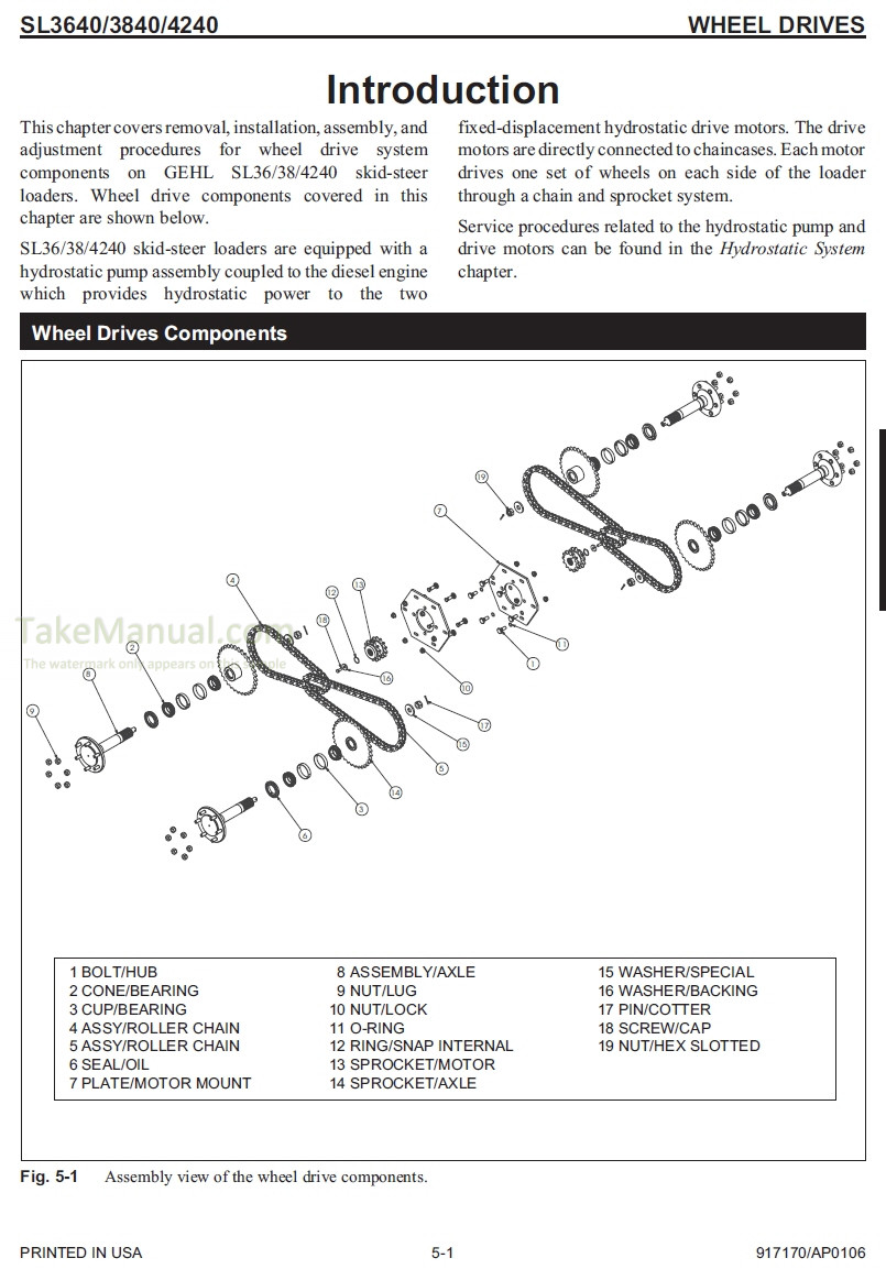 Gehl SL3640 SL3840 SL4240 Service Manual Skid Steer Loader 917170 PDF